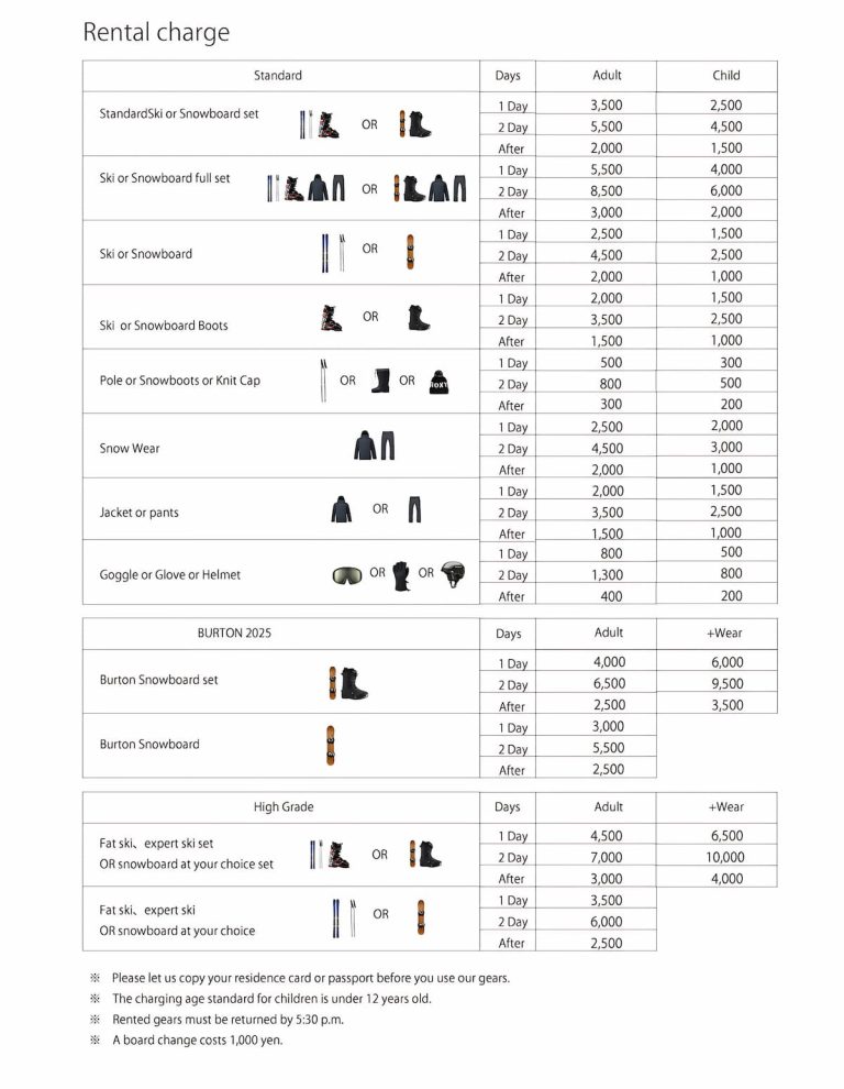Rental Charge – BOO SPORTS